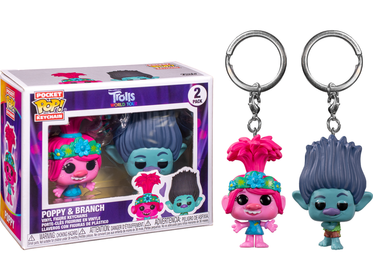 Funko Pocket Pop! Trolls World Tour - Poppy & Branch Keychains (2-Pack ...